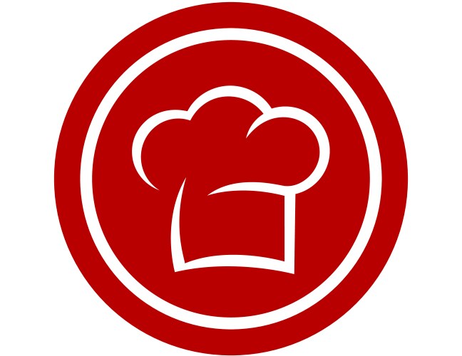 Red icon with chef hat Royalty Free Vector Image