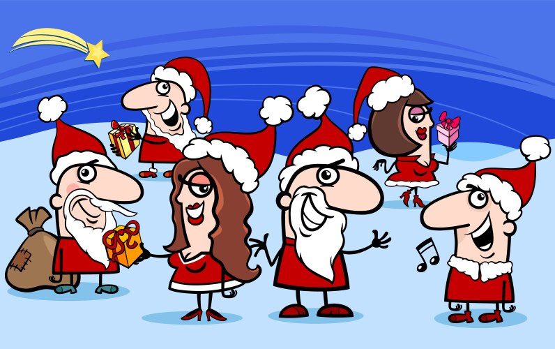 Cartoon santa claus giving christmas presents Vector Image