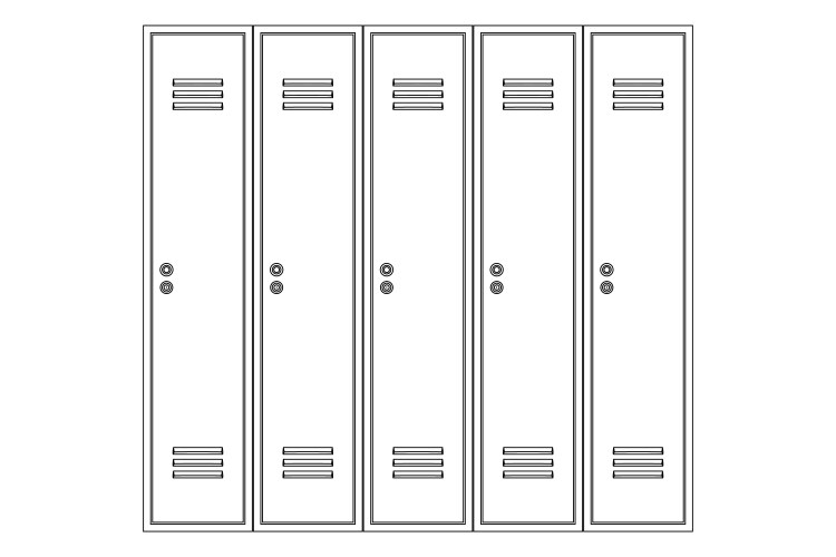 Lockers outline drawing Royalty Free Vector Image