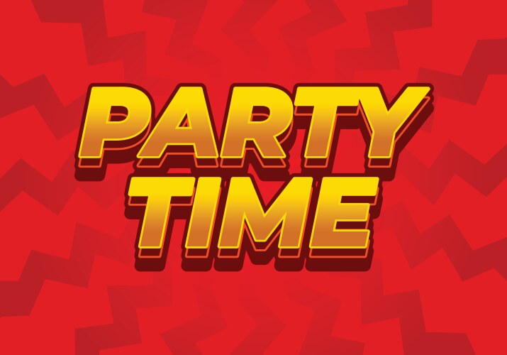 Party time text effect in 3d look with eye Vector Image