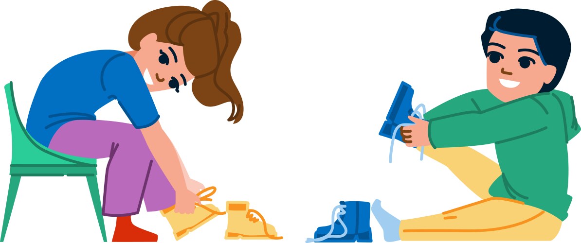 Put on Shoes Kid Vector Images (65)