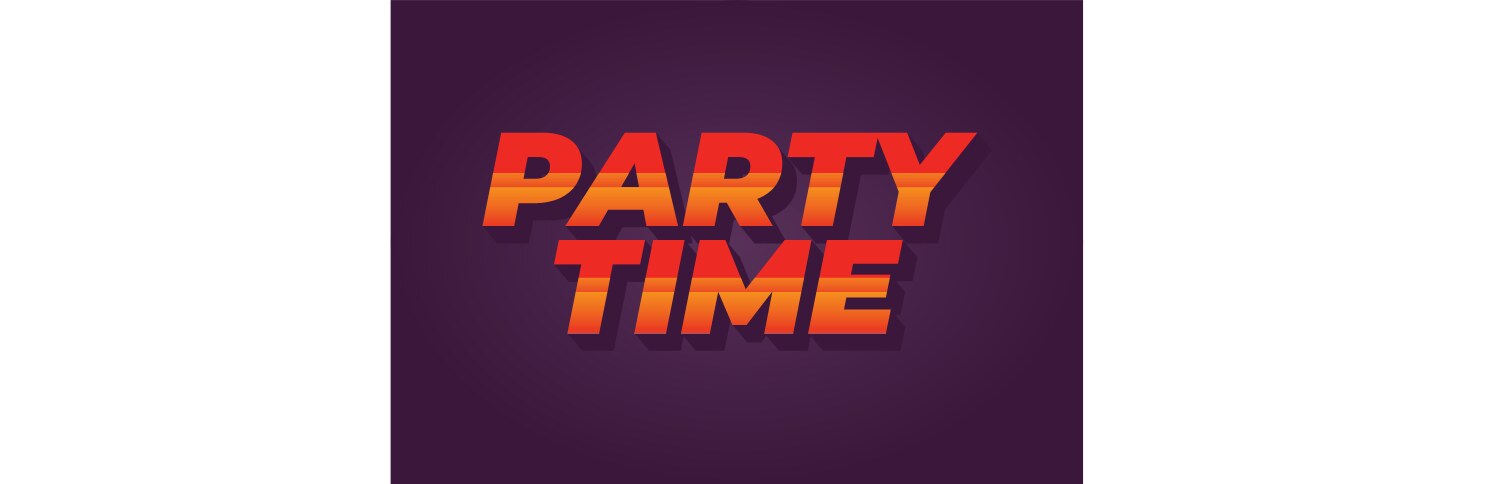Party time text effect in 3d look with eye Vector Image