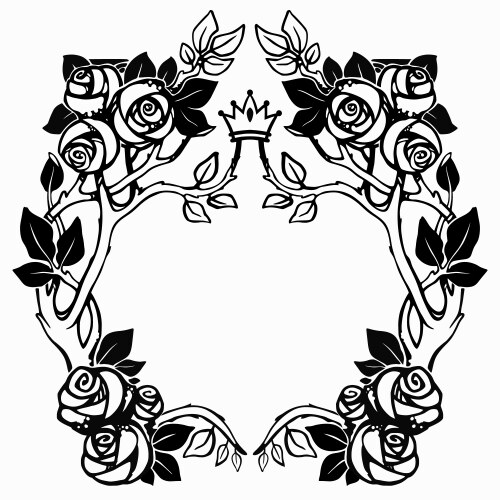 Skull and roses frame Royalty Free Vector Image
