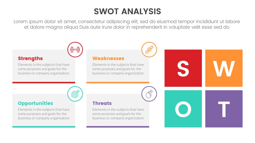 Swot analysis concept infographic template banner Vector Image