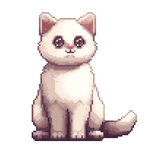 Pixel cute cat detailed isolated Royalty Free Vector Image