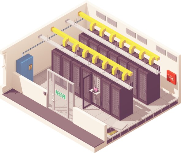 Server statistics isometric flow chart Royalty Free Vector