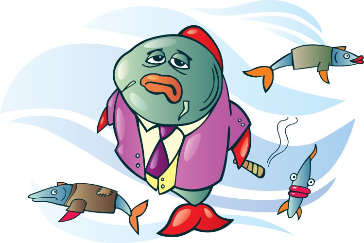 Big fish cartoon character Royalty Free Vector Image