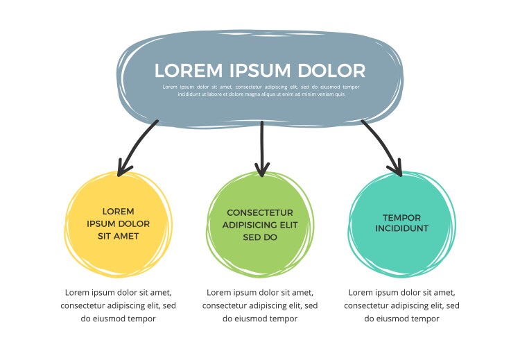 Flowchart with 3 elements Royalty Free Vector Image