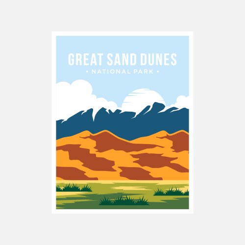 Great sand dune national park poster Royalty Free Vector