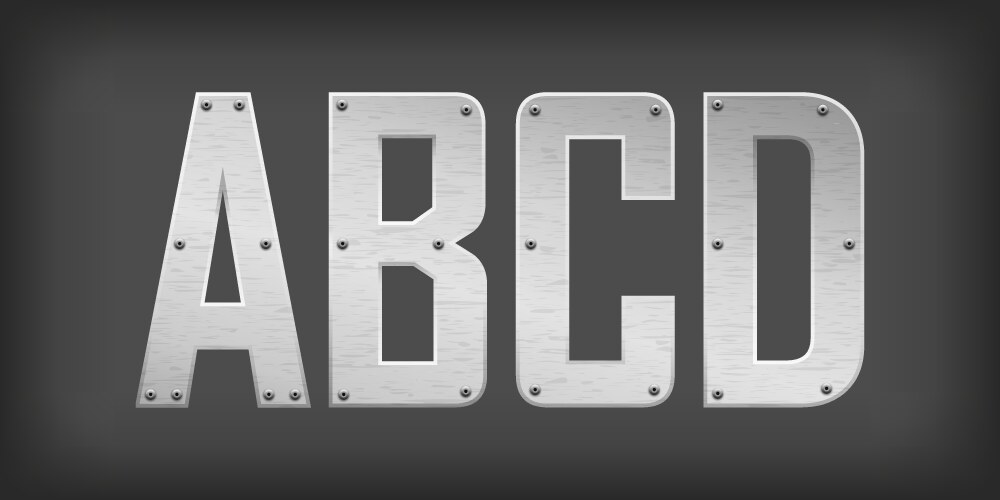 Metal letters and symbols Royalty Free Vector Image
