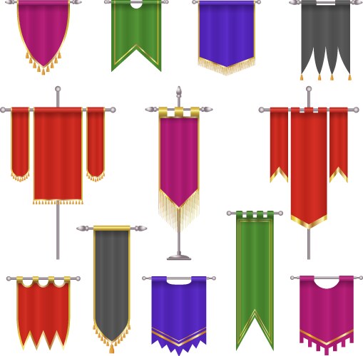 Royal flags medieval banners and trophy luxury Vector Image