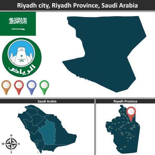 Riyadh, Saudi Arabia Map Royalty Free Vector Image