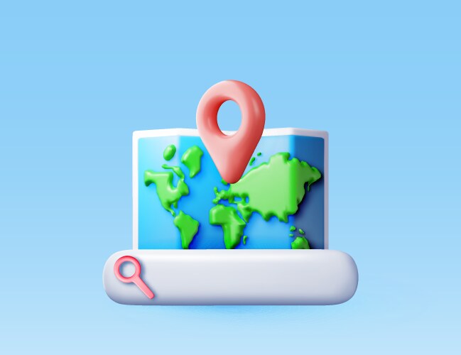 3d location folded paper map and pin Royalty Free Vector