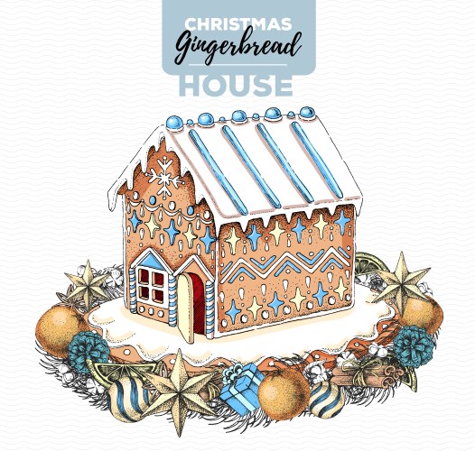 Hand drawing christmas gingerbread house Vector Image