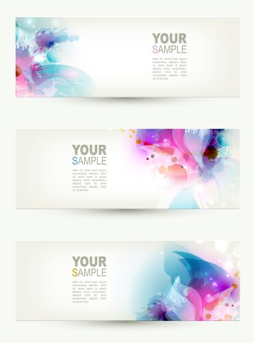 Simple three color banner headers set Royalty Free Vector