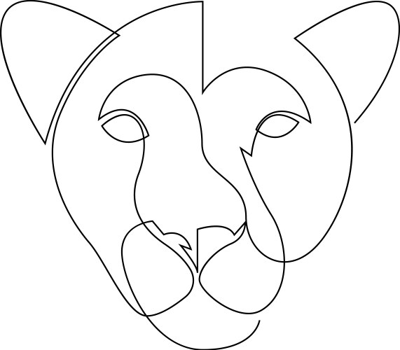 Young lioness with lion cub one line drawing Vector Image