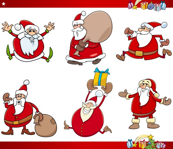Cute little santa claus christmas set 3 Royalty Free Vector