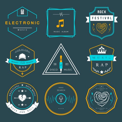 Set of vintage logos rock music Royalty Free Vector Image
