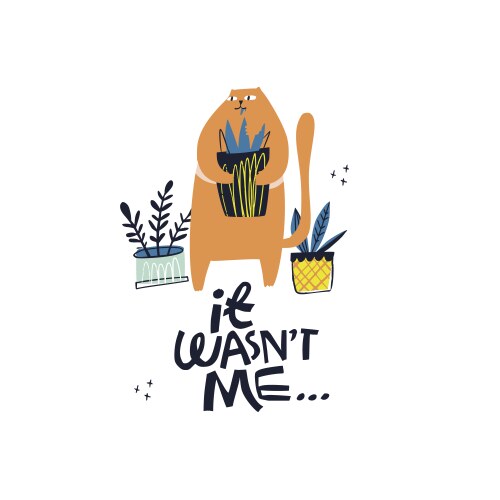 Guilty cat excuse color flat hand drawn Royalty Free Vector