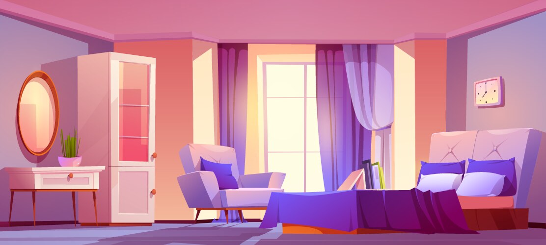 Interior of rich bedroom luxurious room Royalty Free Vector