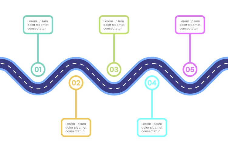 Colorful roadmap infographic with 3 step process Vector Image