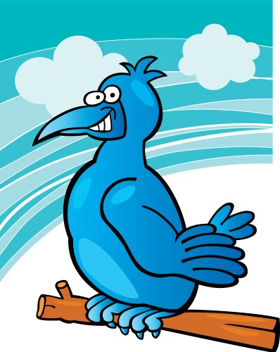 Blue bird cartoon singing Royalty Free Vector Image