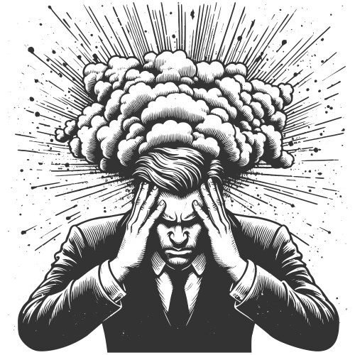 Exploding head symbolizing stress Royalty Free Vector Image