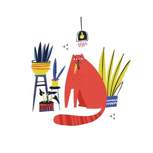 Guilty cat excuse color flat hand drawn Royalty Free Vector