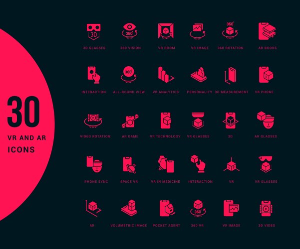 Set simple icons vr and ar Royalty Free Vector Image