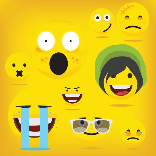Humorous emoji set emoticon face collection Vector Image