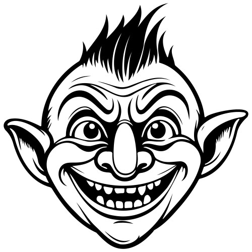 Troll face engrave hand drawn line Royalty Free Vector Image