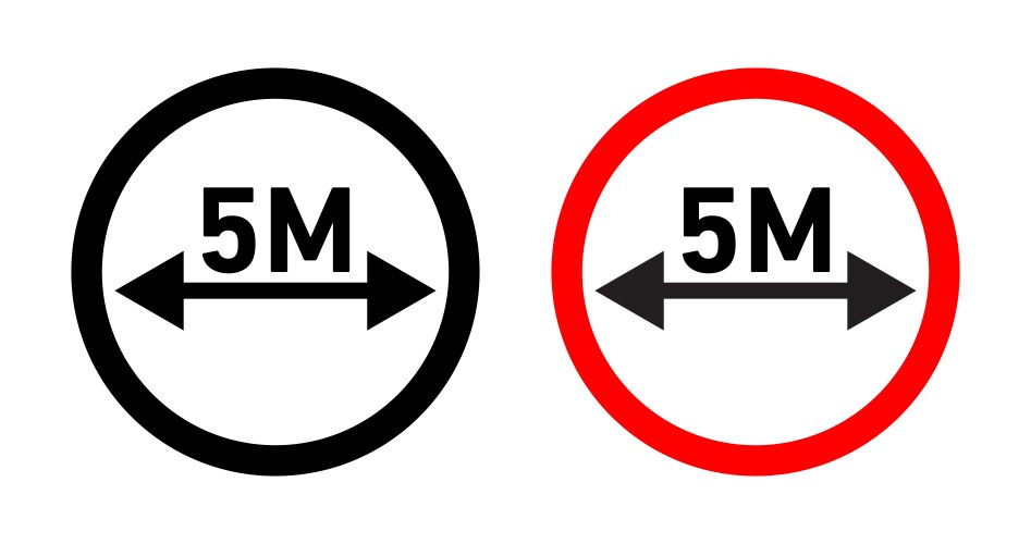 5 meter sign icon set notice indicating Royalty Free Vector