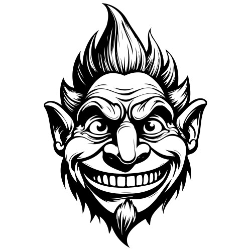 Troll face isolated hand drawn line Royalty Free Vector