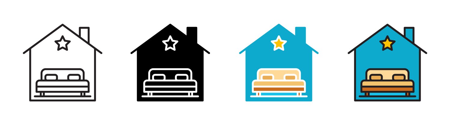 Accommodation icon set hotel bedroom lodging Vector Image