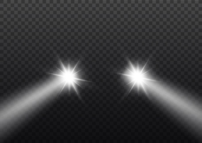 Car headlights realistic round bright cars Vector Image
