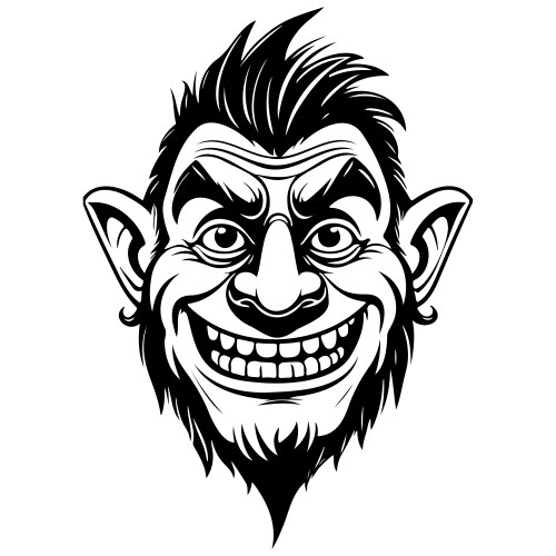 Troll face engrave hand drawn line Royalty Free Vector Image