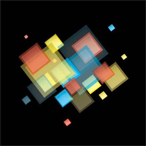 Stylized square rainbow with clouds on a dark Vector Image