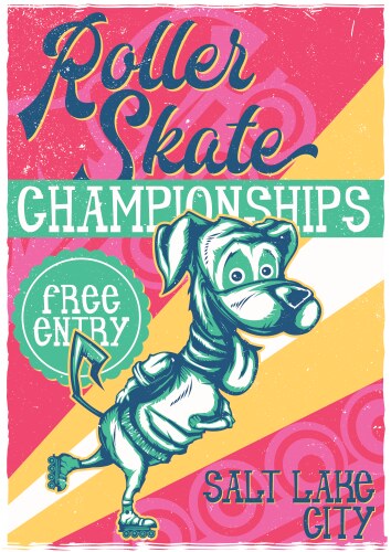 Roller skating poster design with a classic model Vector Image