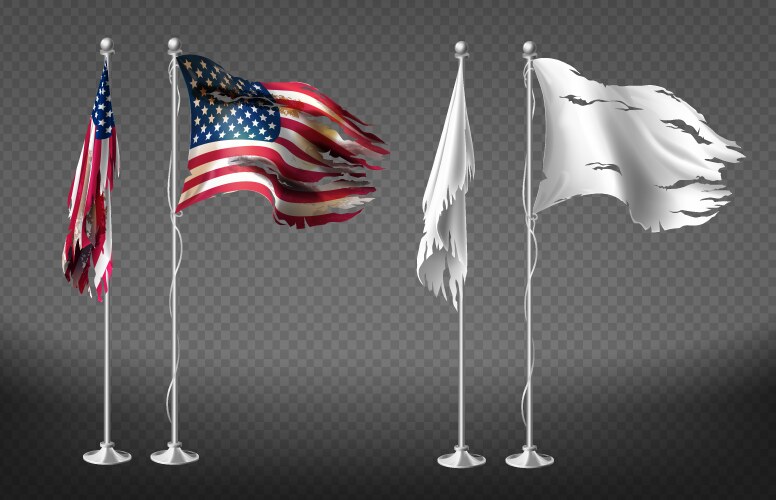 Damaged American Flags Royalty Free Vector Image