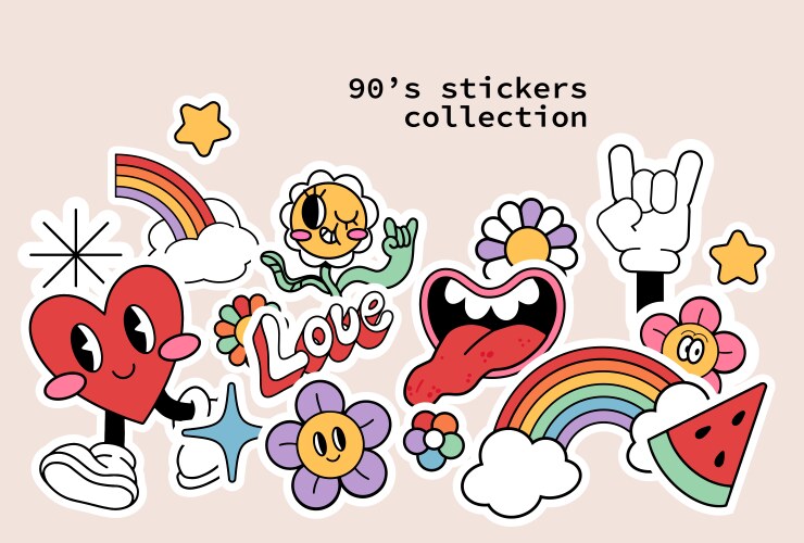Groovy Stickers Vector Images (over 15,000)