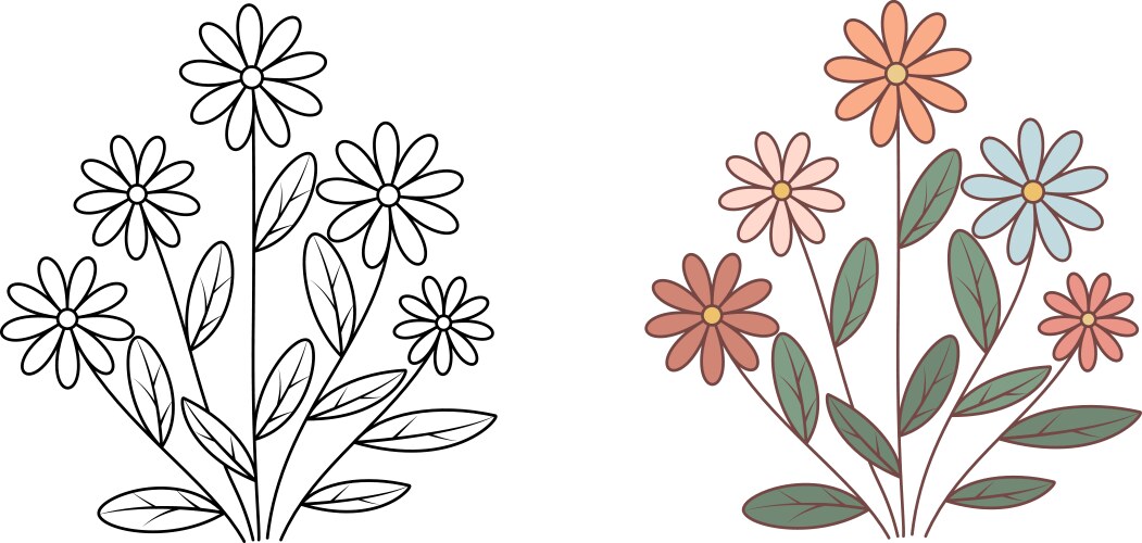 Flower Coloring Page Vector Images (over 33,000)