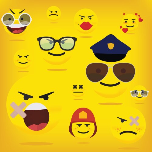 Humorous emoji set emoticon face collection Vector Image