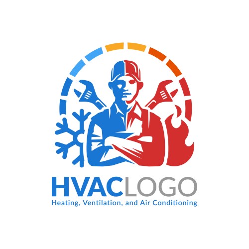 Hvac heating and cooling logo for air Royalty Free Vector
