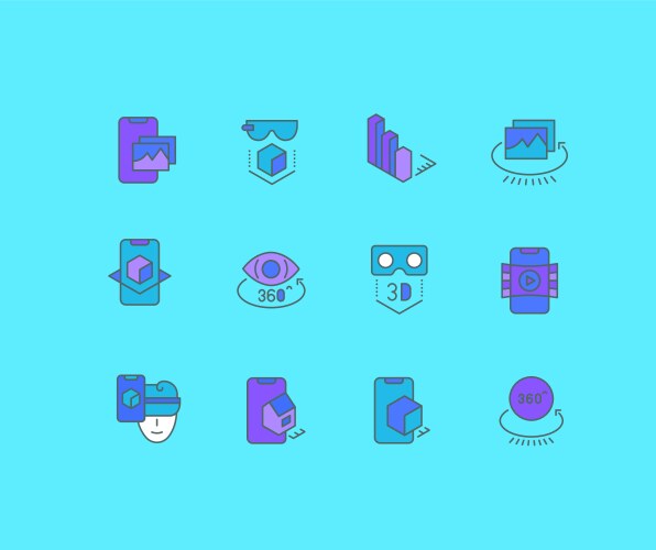 Set simple icons vr and ar Royalty Free Vector Image