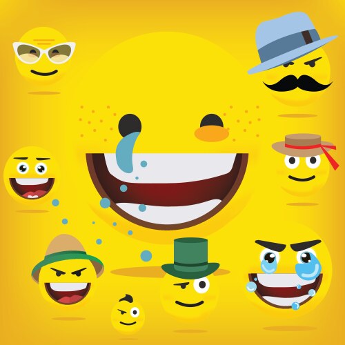 Humorous emoji set emoticon face collection Vector Image