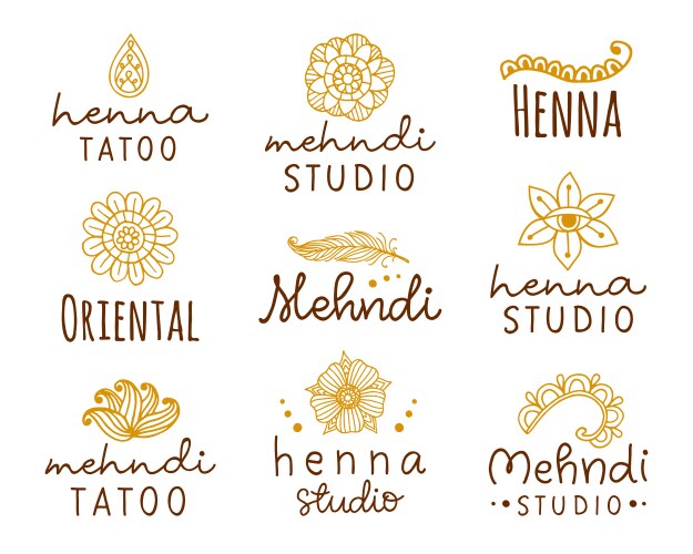 Mehndi indian henna tattoo brown seamless pattern Vector Image