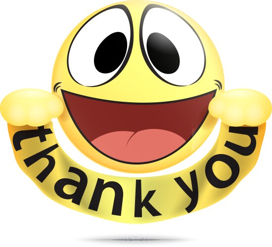 Emoticon with thank you sign Royalty Free Vector Image
