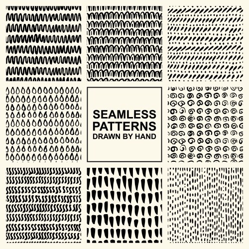 Hand drawn patterns set Royalty Free Vector Image