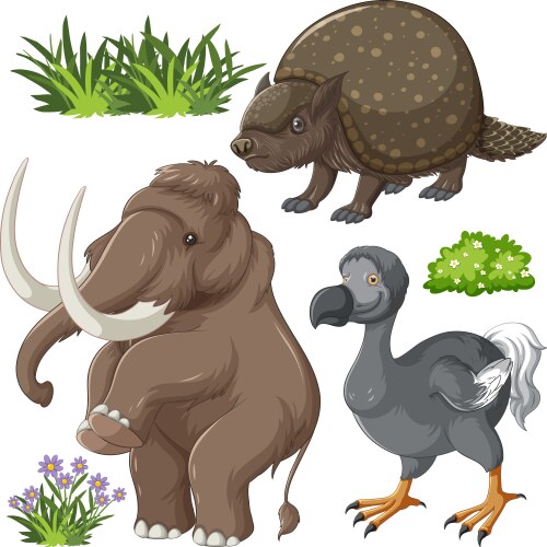 Collection of extinct animals Royalty Free Vector Image