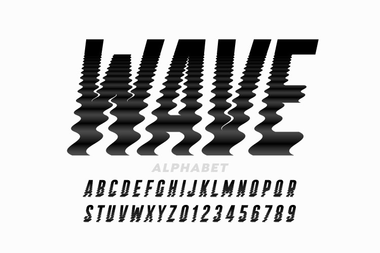 Radio wave style font alphabet letters and numbers